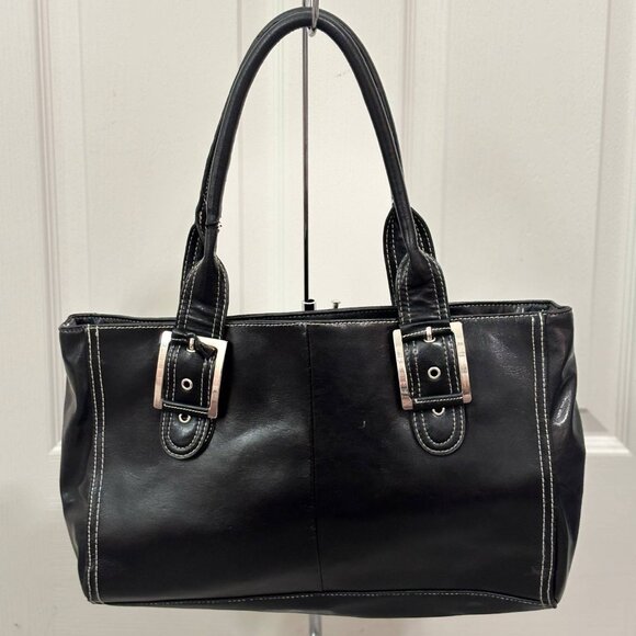 Bags | Gently Used Black Handbag With Many Pockets Minor Flaws See Pics ...